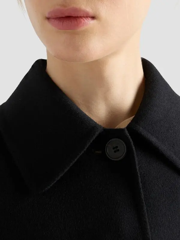 Prada Single-breasted Double Cloth Overcoat - Black