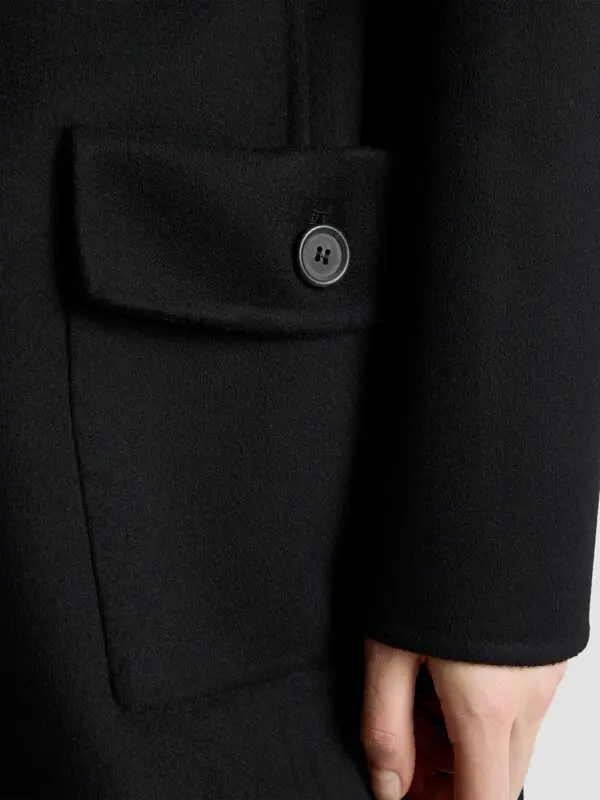 Prada Single-breasted Double Cloth Overcoat - Black