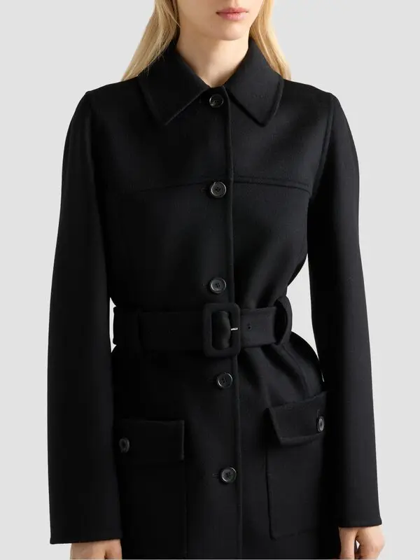 Prada Single-breasted Double Cloth Caban Jacket - Black