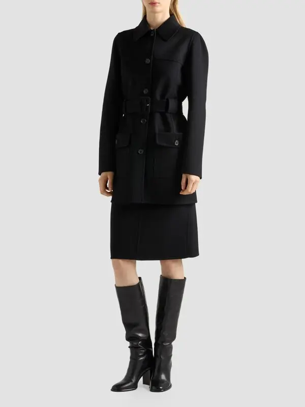 Prada Single-breasted Double Cloth Caban Jacket - Black