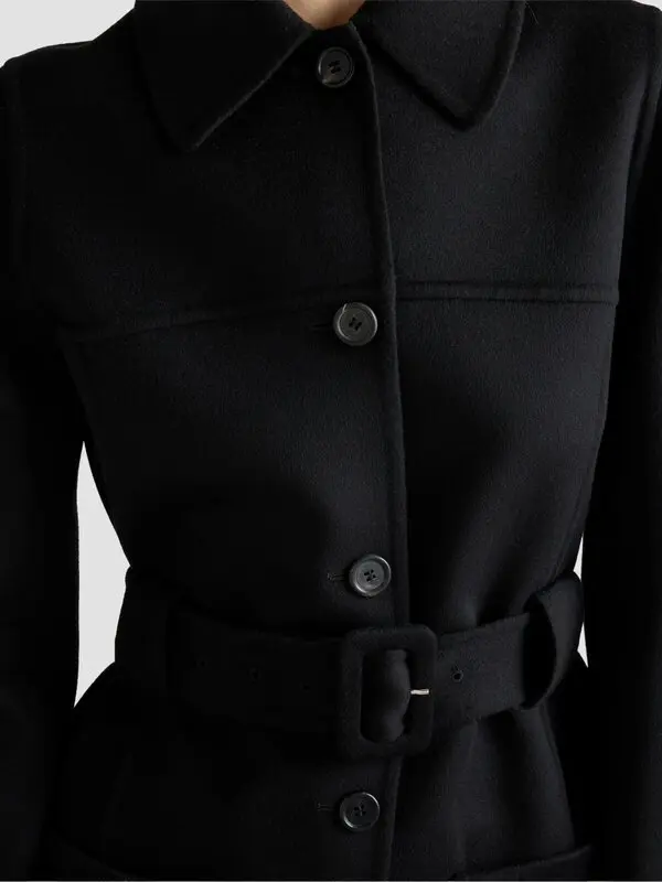 Prada Single-breasted Double Cloth Caban Jacket - Black