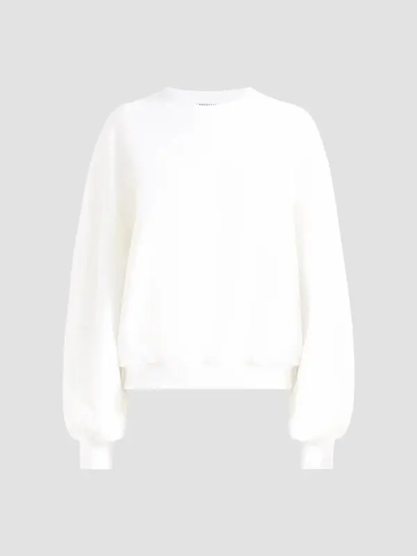 Brunello Cucinelli Cotton And Linen French Terry Sweatshirt With Monili - White
