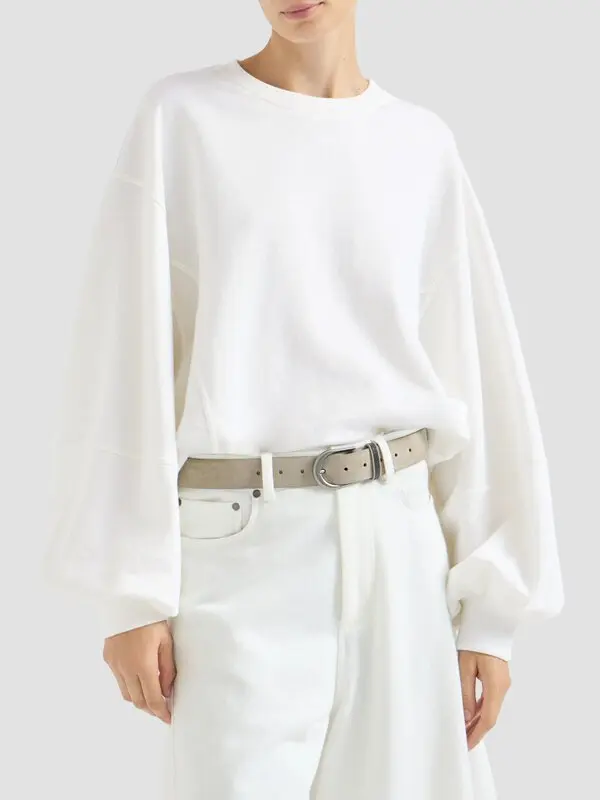 Brunello Cucinelli Cotton And Linen French Terry Sweatshirt With Monili