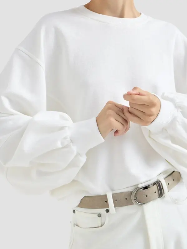 Brunello Cucinelli Cotton And Linen French Terry Sweatshirt With Monili
