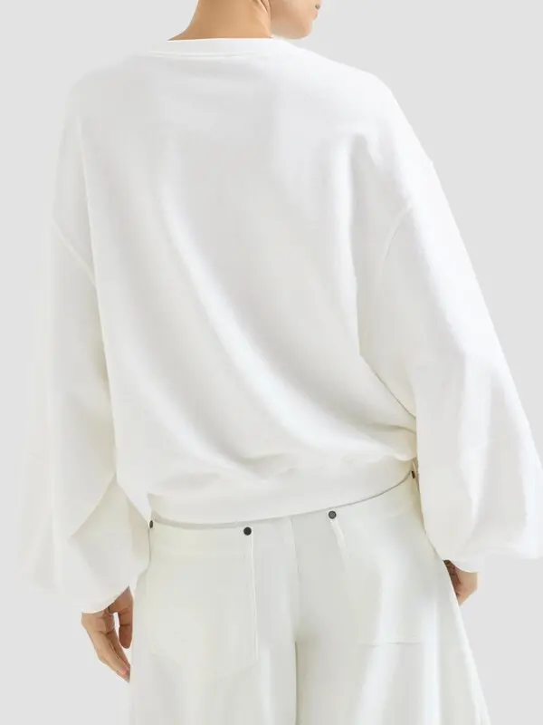 Brunello Cucinelli Cotton And Linen French Terry Sweatshirt With Monili