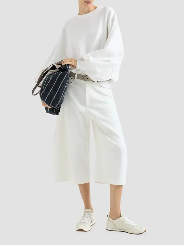 Brunello Cucinelli Cotton And Linen French Terry Sweatshirt With Monili