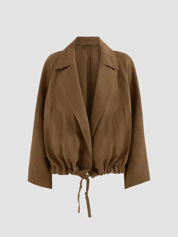 Brunello Cucinelli Linen Canvas Outerwear Jacket With Monili - Brown