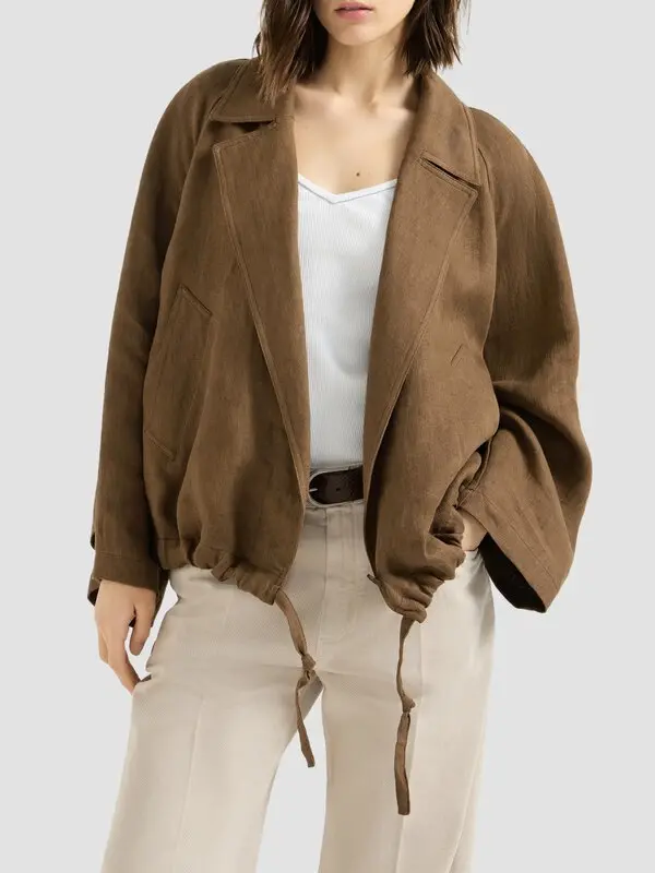 Brunello Cucinelli Linen Canvas Outerwear Jacket With Monili