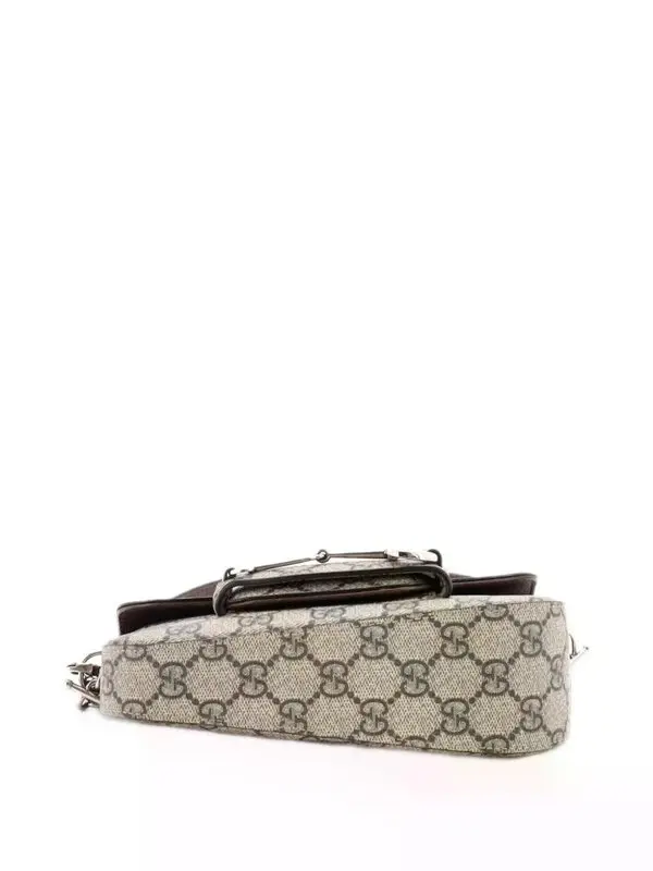 Gucci Horsebit 1955 Asymmetric Gg Coated Canvas Mini Shoulder Bag