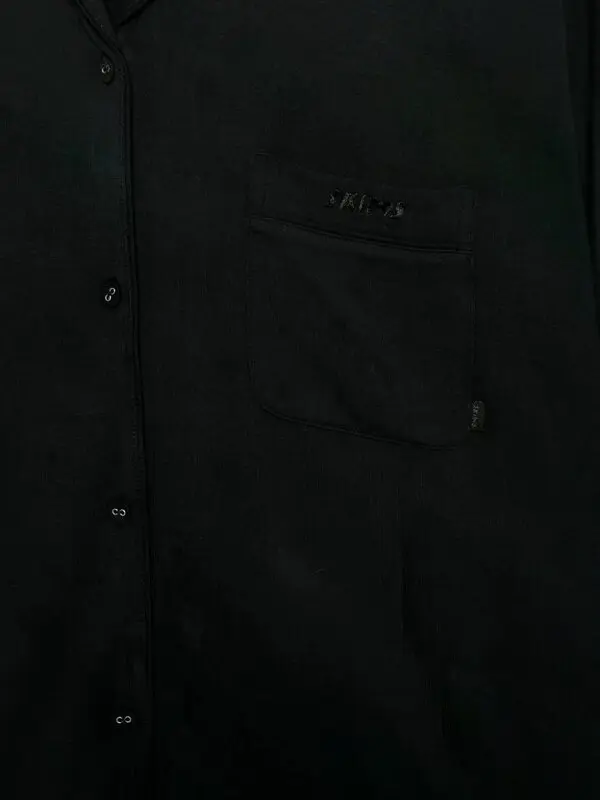 SKIMS Logo-embroidered Button-up Pyjama - Black