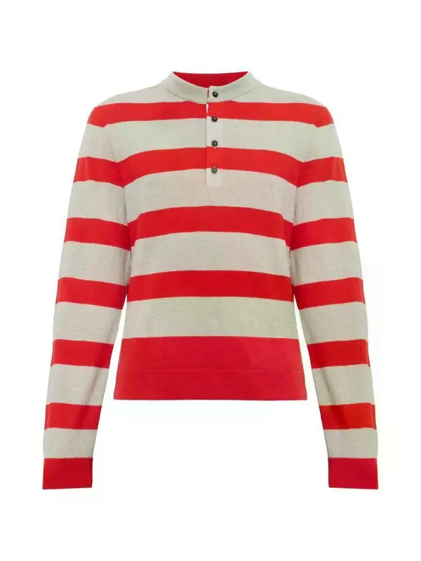 Jacquemus The Ettore Knit Striped Henley Sweater - Red