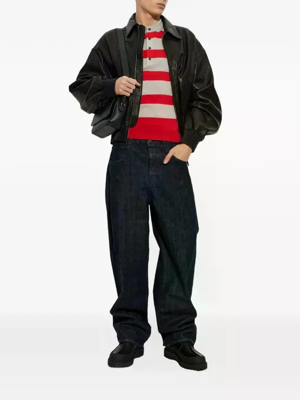 Jacquemus The Ettore Knit Striped Henley Sweater