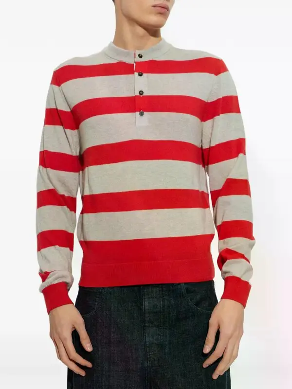 Jacquemus The Ettore Knit Striped Henley Sweater