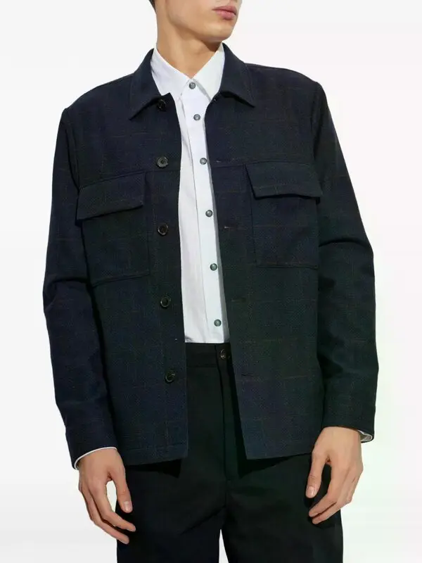 Paul Smith Navy Check Wool-blend Overshirt