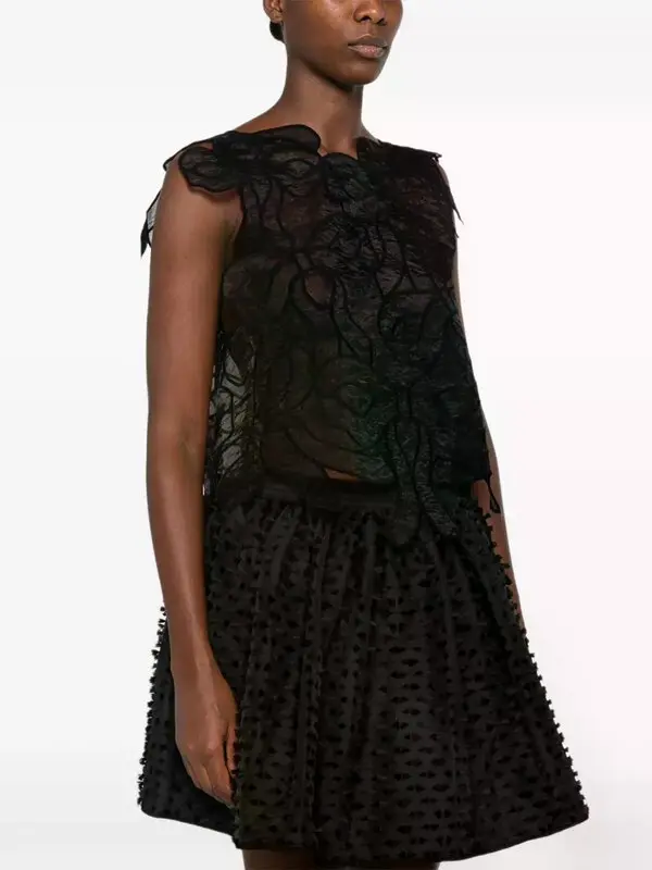 Cecilie Bahnsen Floral-embroidered Organza Top