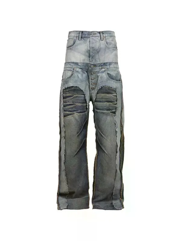 RIVINGTON ROI REBIS Layered-waistband Distressed Jeans