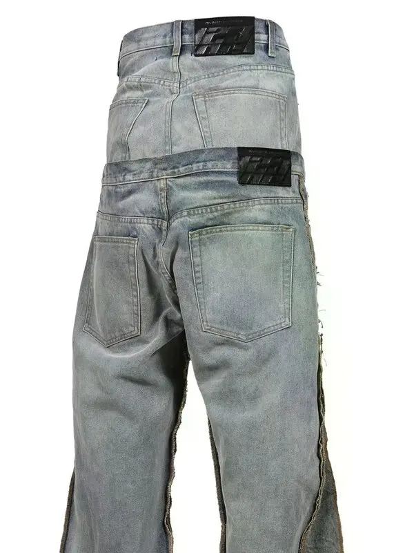 RIVINGTON ROI REBIS Layered-waistband Distressed Jeans