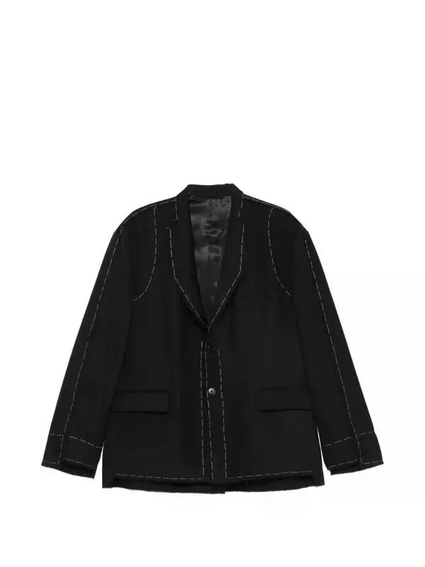 INLINUM Contrast-stitch Raw-edge Jacket