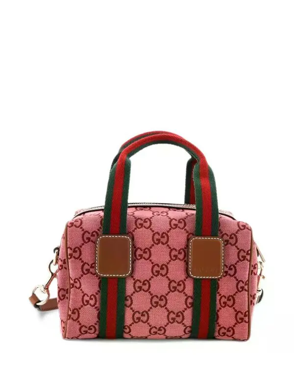 Gucci Web Boston Bag Gg Canvas Mini Travel Bag - Brown