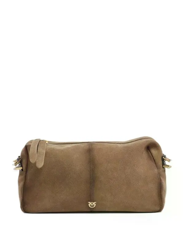 Pinko Keeper Bag Medium Shoulder Bag In Spray-effect Suede
