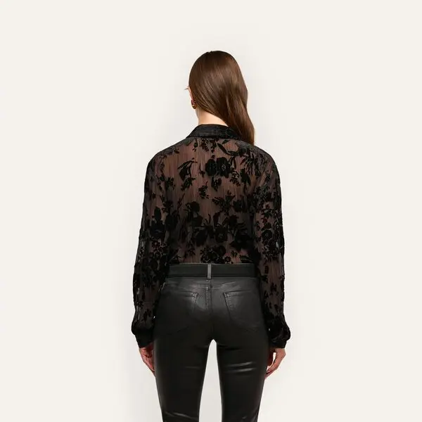 L'AGENCE Laurent Velvet Blouse Top