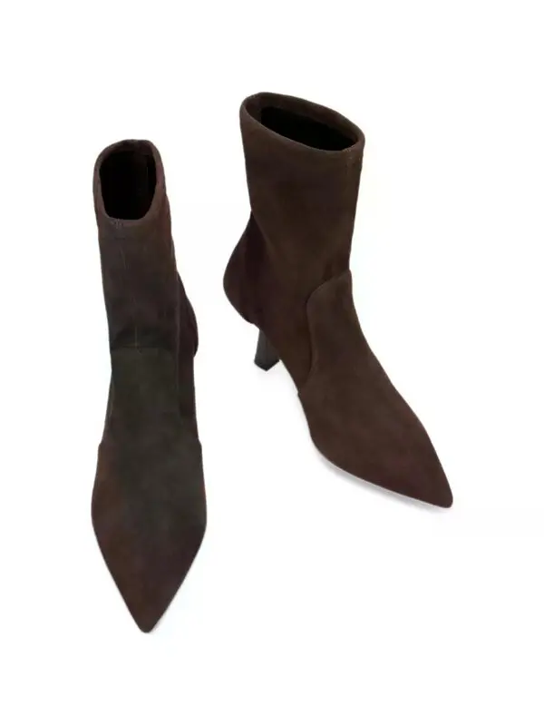 STUART WEITZMAN Super Sculpt Pointed-toe Ankle Boots - Brown