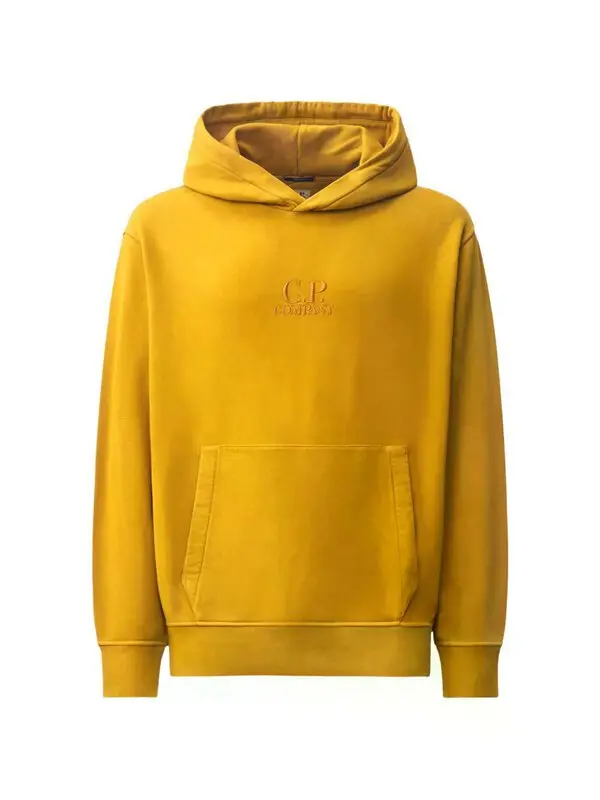 C.P. COMPANY Brushed And Emerized Diagonal Fleece Hooded Logo Sweatshirt - Yellow