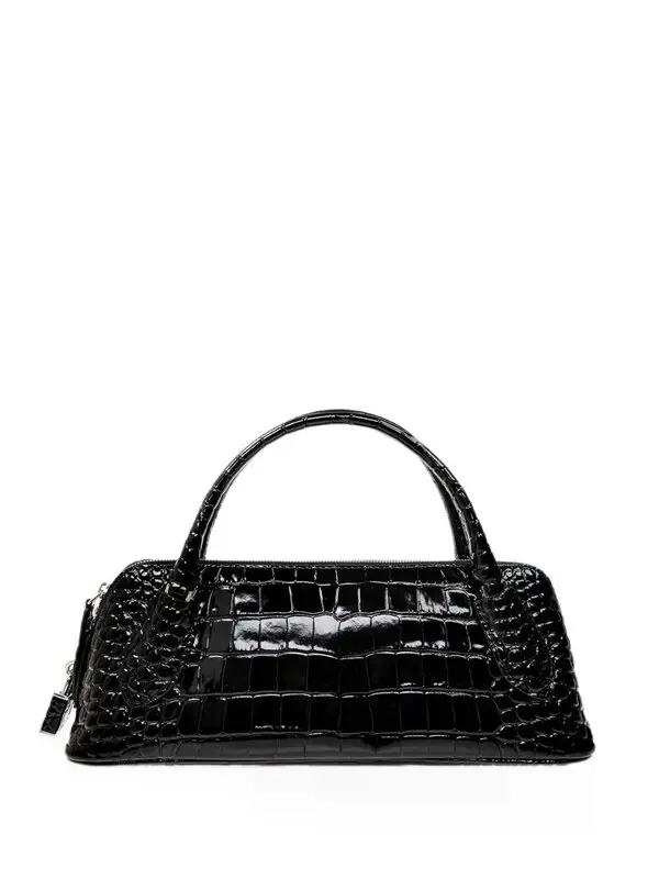 Tory Burch Lock Croc-embossed Top-handle Bag - Black