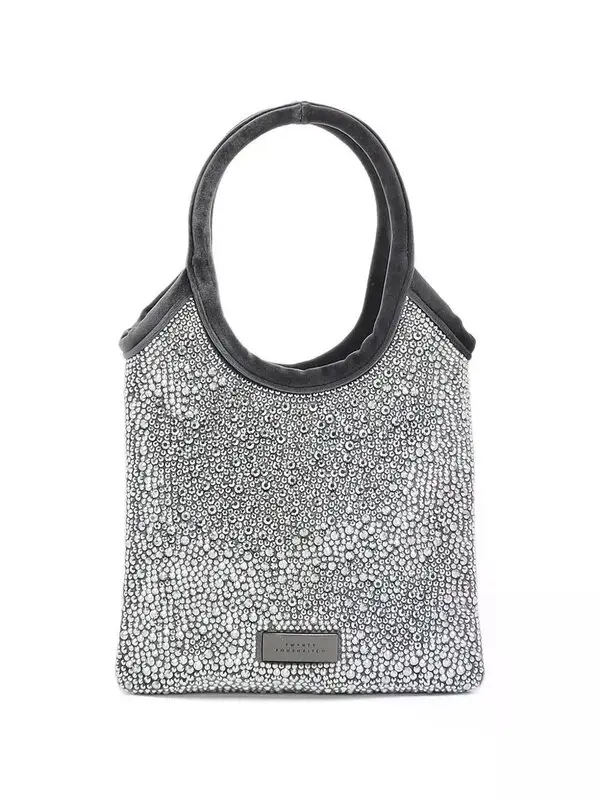 TWENTY FOURHAITCH Mini Nela Crystal-embellished Velvet-trim Tote Bag - Silver