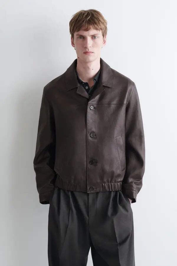 Cos Leather Blazer Bomber Jacket