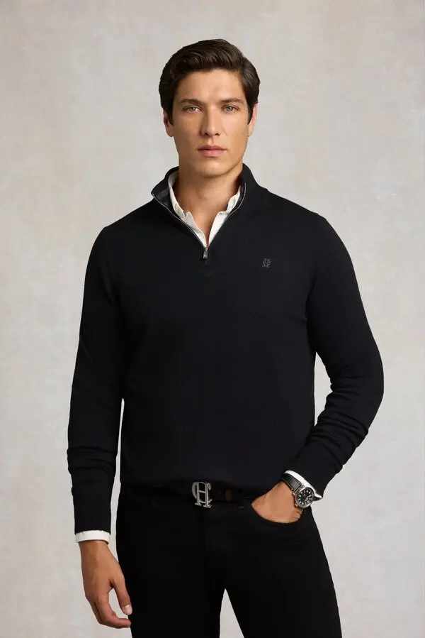 Holland Cooper Fine Quarter Zip Knit - Black