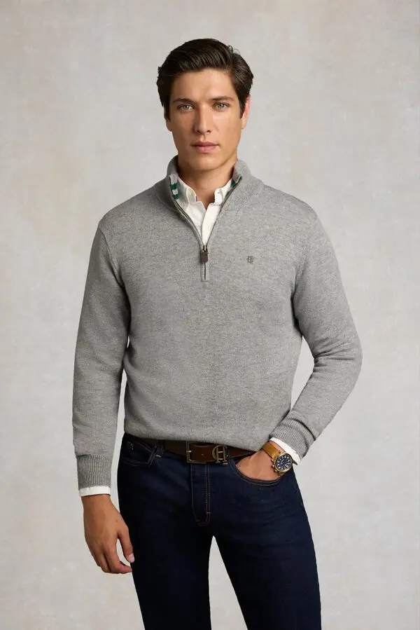 Holland Cooper Fine Quarter Zip Knit Marl