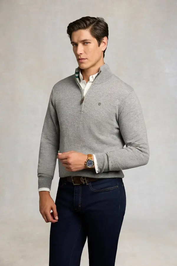 Holland Cooper Fine Quarter Zip Knit Marl
