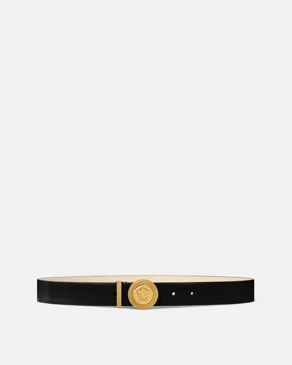 Versace Medusa Biggie Leather Belt 1.2 - Black+gold