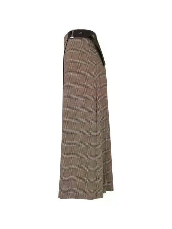 P.a.r.o.s.h Prince Of Wales Check Pleated Maxi Skirt
