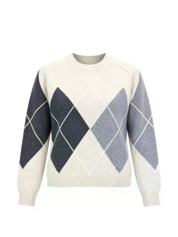 Marella Argyle-intarsia Raglan-sleeve Sweater - Neutrals