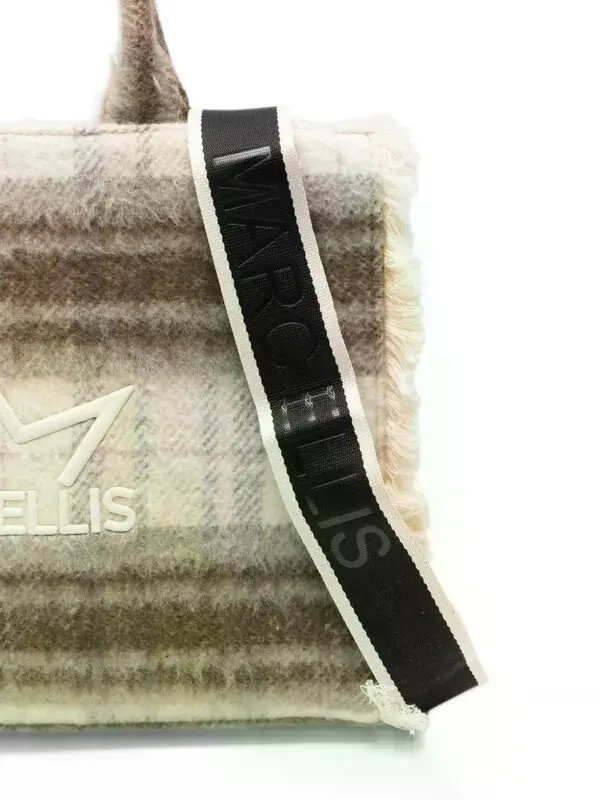 MARC ELLIS Buby Plaid Frayed Tote Bag