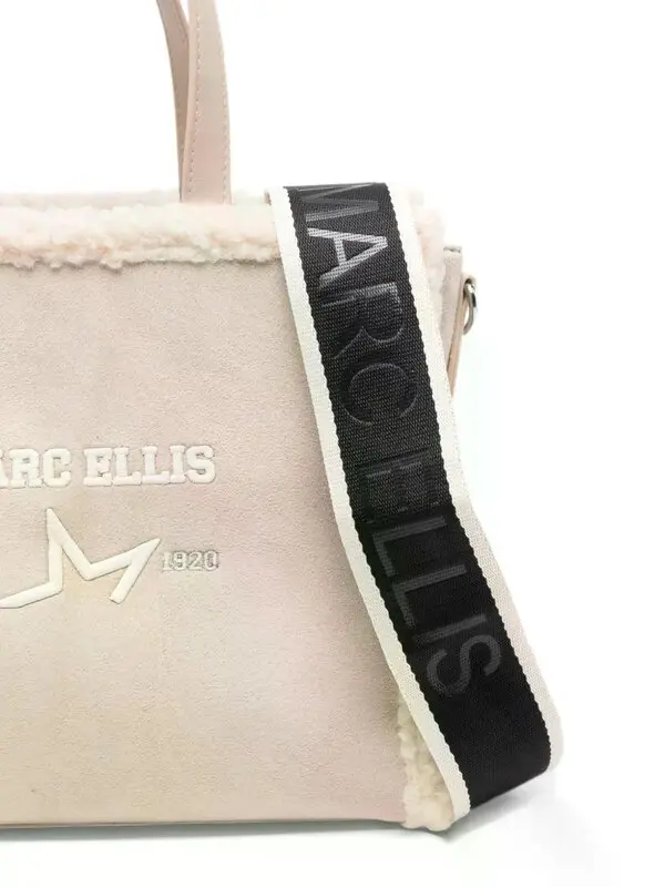 MARC ELLIS Shearling-trim Logo-embroidered Tote Bag