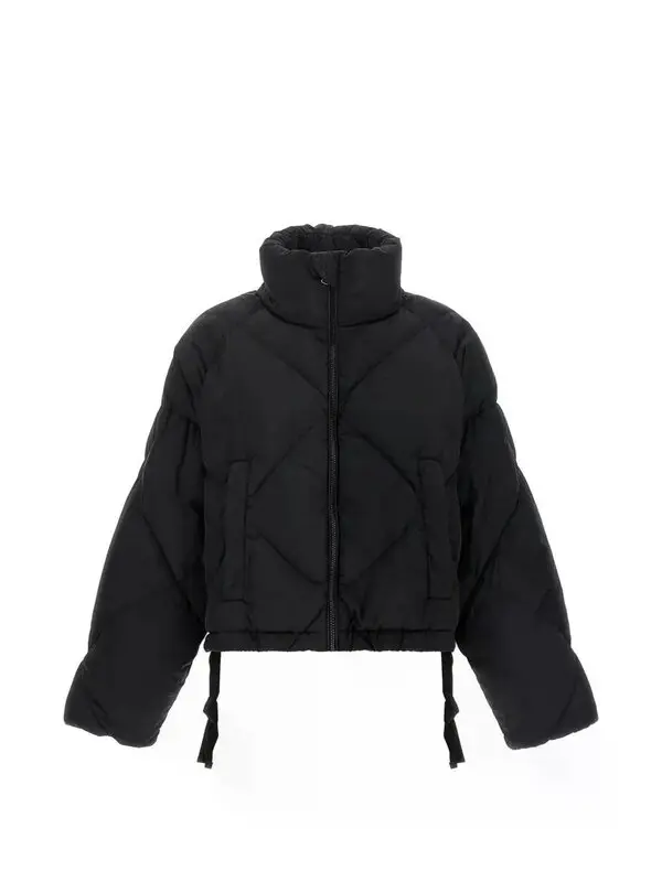 Max Mara Short Down Jacket In Technical Plain-weave Fabric - Black
