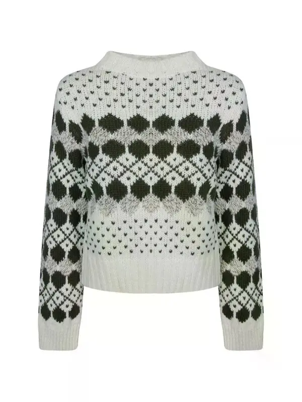 Max Mara Geometric-pattern Wool-blend Sweater - Neutrals