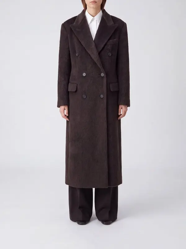 Tagliatore Long Double-breasted Coat In Alpaca And Virgin Wool Blend - Brown
