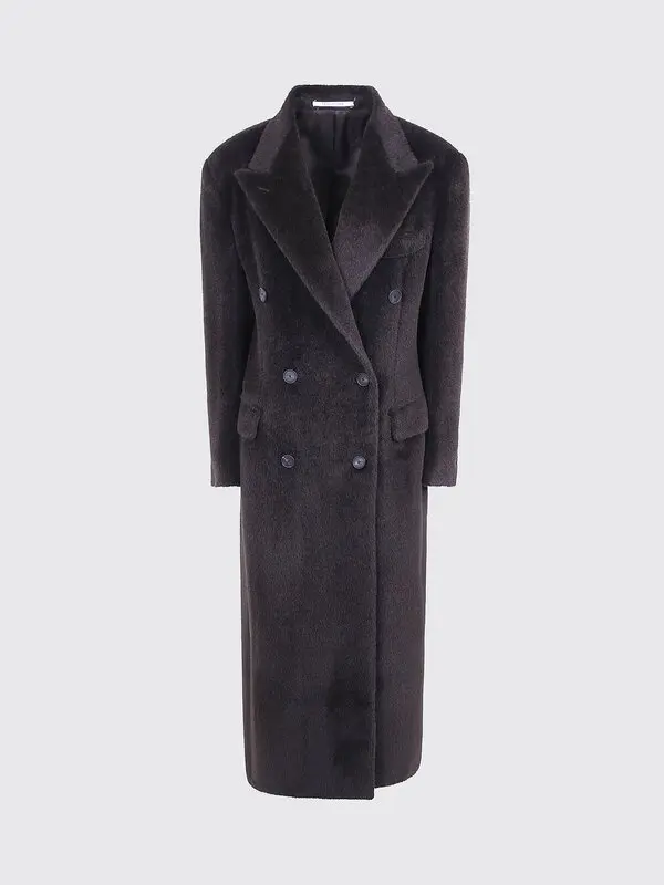 Tagliatore Long Double-breasted Coat In Alpaca And Virgin Wool Blend