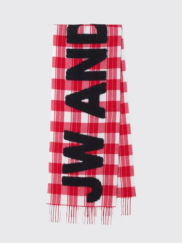 JW Anderson Chevron Wool Scarf With Contrast Logo And Fringed Hem - Fa01
