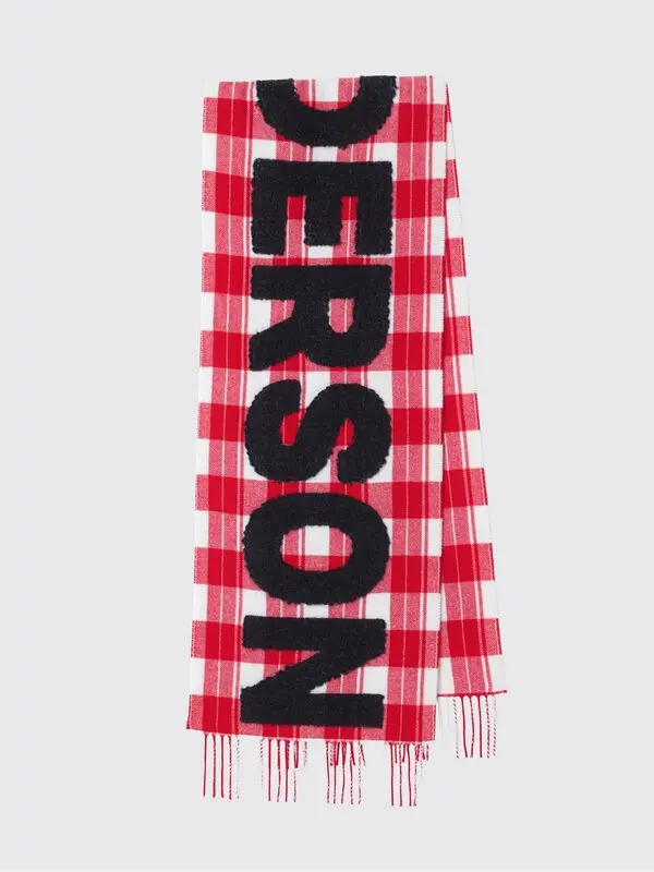 JW Anderson Chevron Wool Scarf With Contrast Logo And Fringed Hem - Fa01