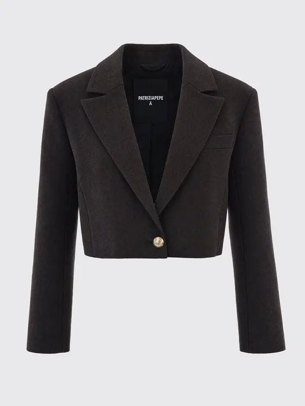 Patrizia Pepe Cropped Single-breasted Blazer With Peak Lapels