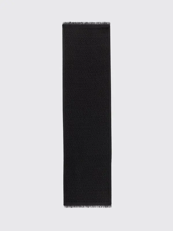 FERRAGAMO Gancini Monogram Scarf In Wool With Fringed Edges