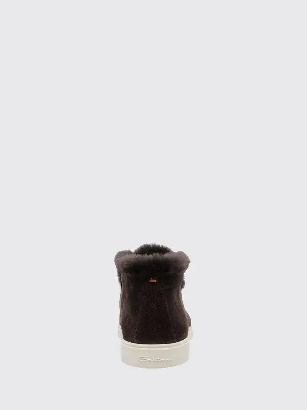 Santoni Suede Ankle Boots With Warm Shearling Interior