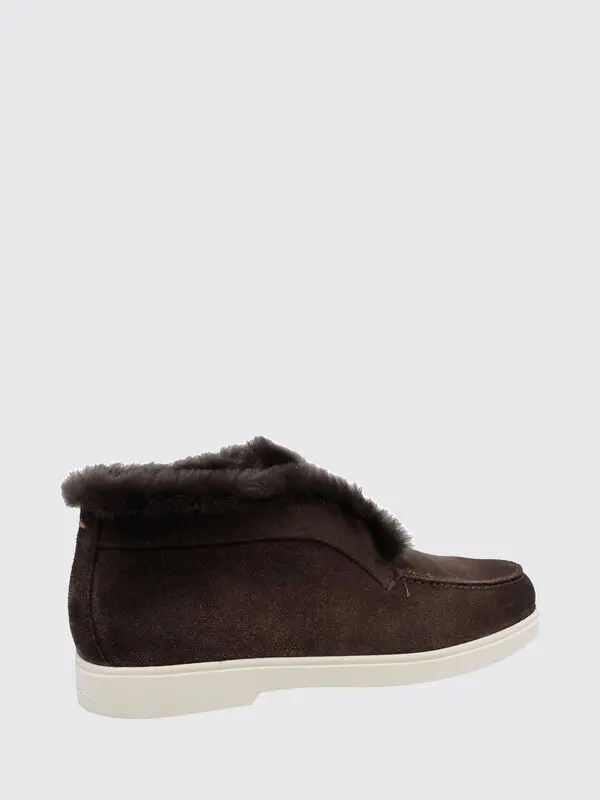 Santoni Suede Ankle Boots With Warm Shearling Interior