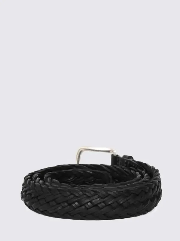 Orciani Woven Calfskin Leather Belt With Pin Buckle - Black