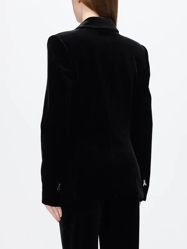 Patrizia Pepe Single-breasted Velvet Blazer With Lapels And Flap Pockets